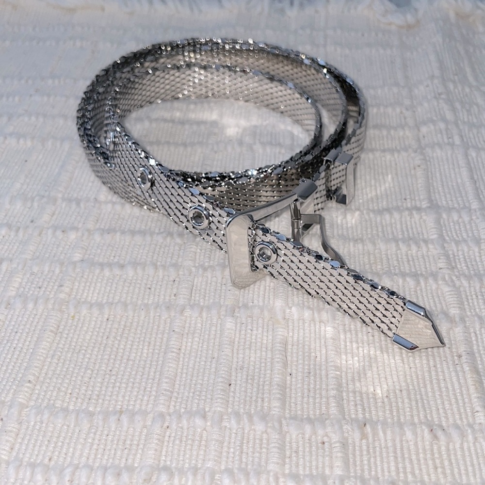 Vintage Whiting & Davis Silver Mesh Belt 39” Long - Gem
